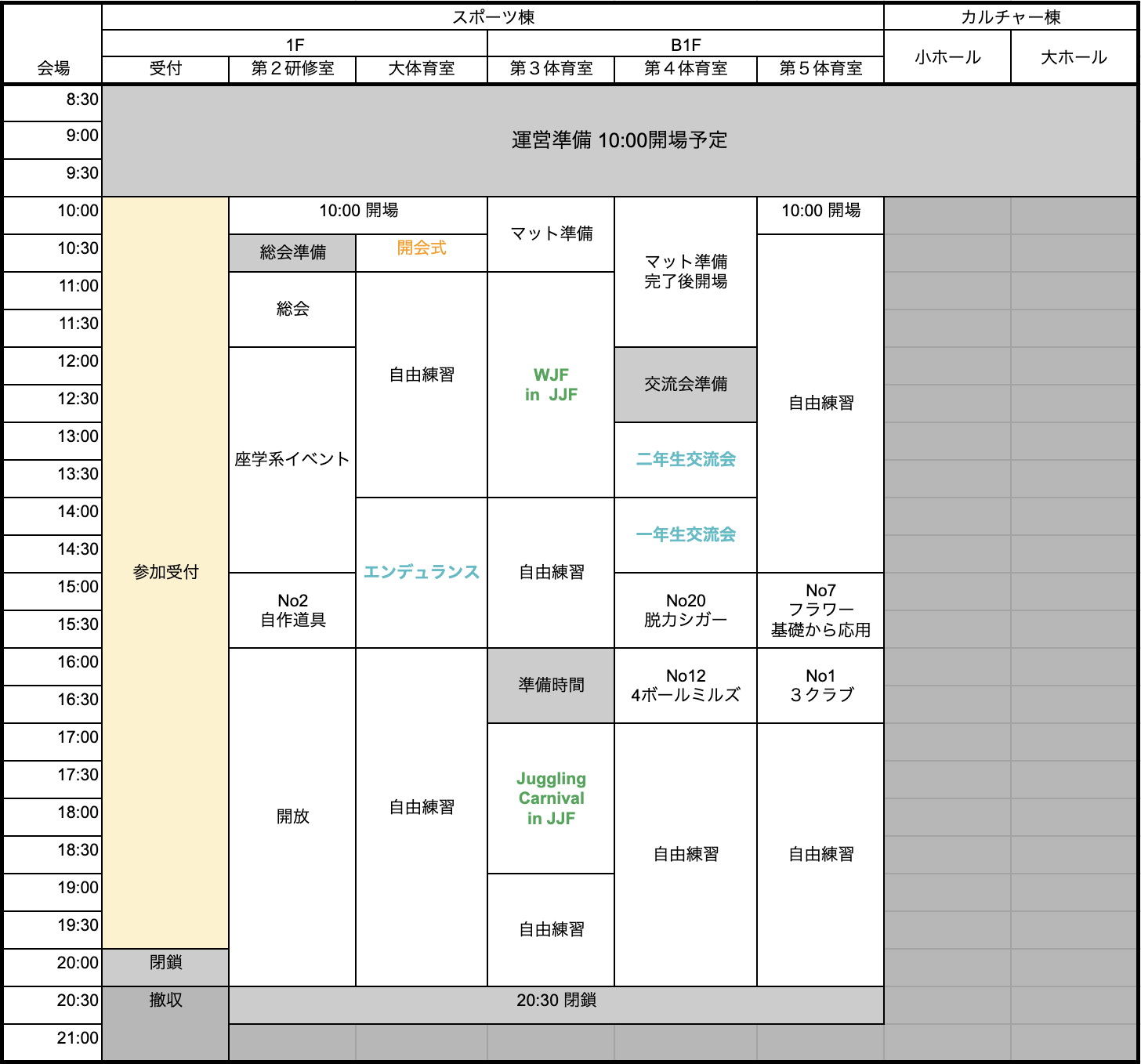 JJF2023 - タイムテーブル